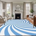Blue Vortex Washable Living Room Rugs 5'x8', Abstract White Sky Blue ...