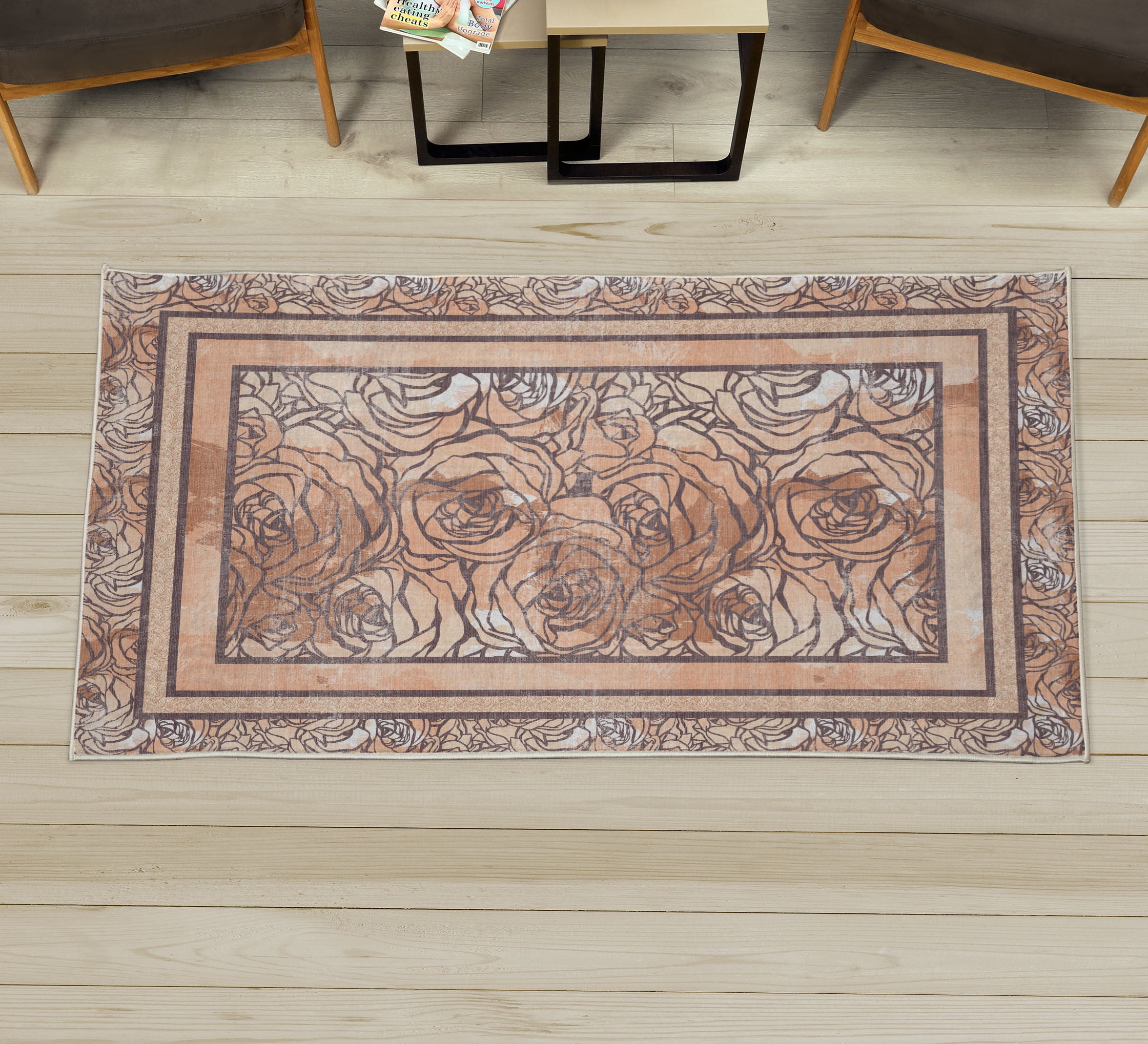 Floral Decorative Rug, Romantic Composition of Love Flowers Blossoming ...