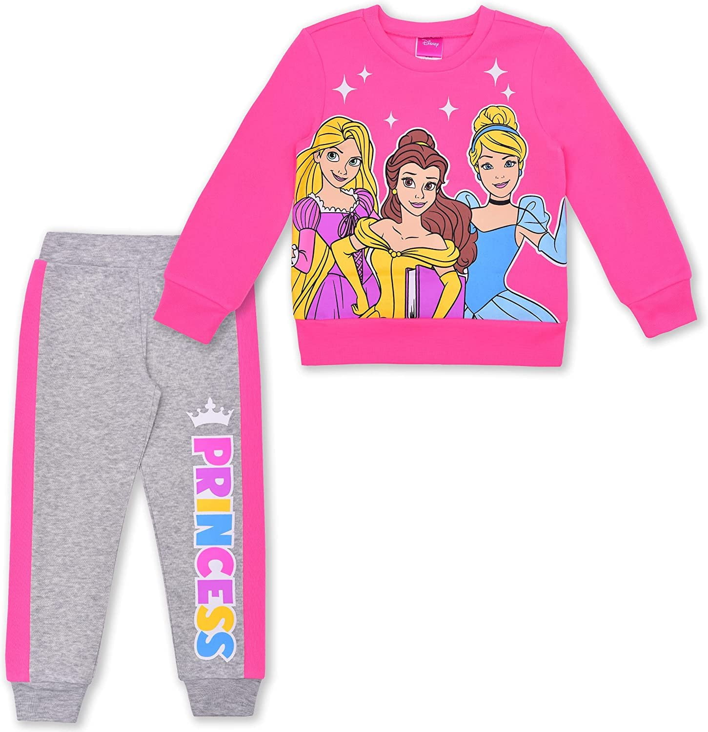Disney Princess Girl's 2 Piece Jogger Set with Long Sleeve Shirt and ...