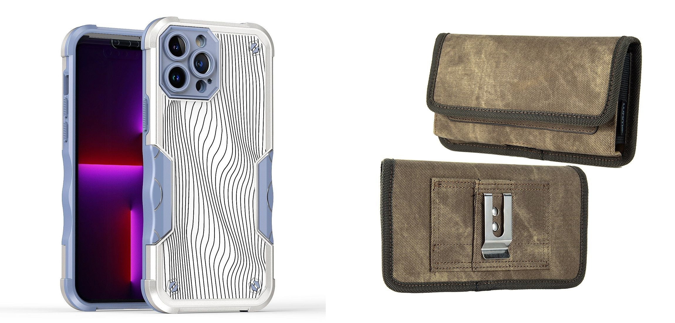 Case and Pouch Bundle for iPhone 14 Pro Max: Heavy Duty Armor Rugged ...