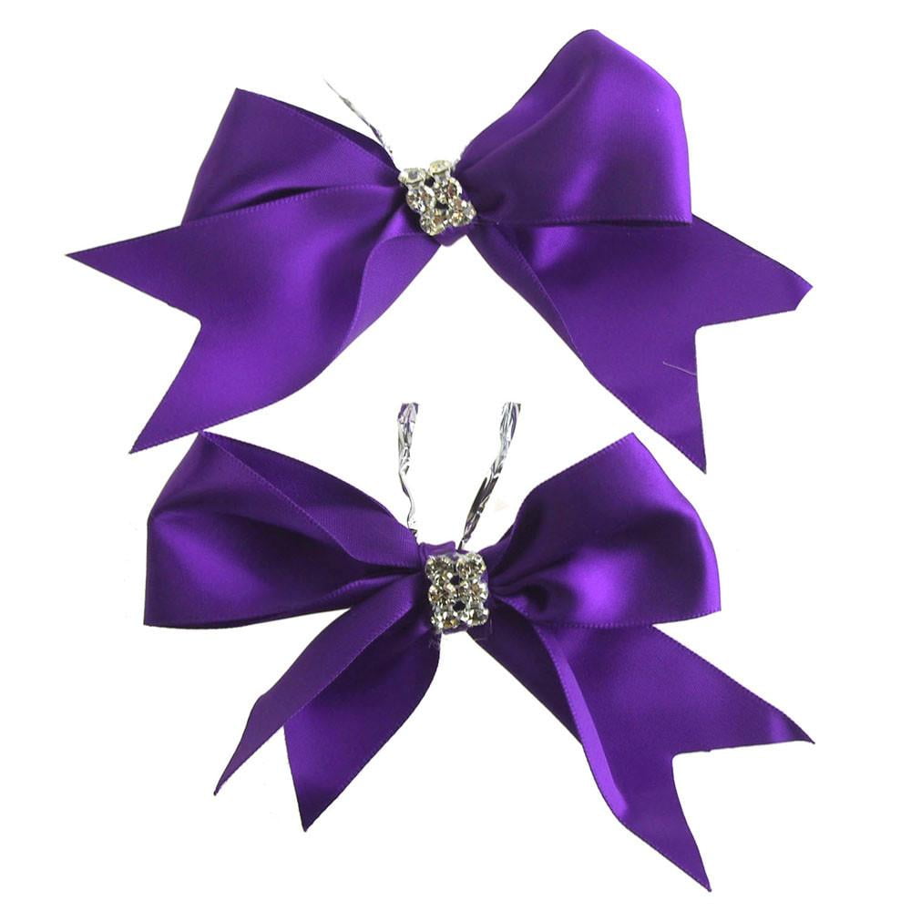 pre-tied satin bows with rhinestone, 4-inch, 2-piece, purple - Walmart ...