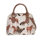 Signare Tapestry Running Horse Brown and Beige Convertible Top Handle ...