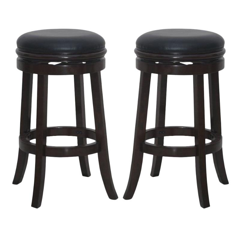 Home Square 29" Backless Swivel Stool in Cappuccino - Set of 2 ...