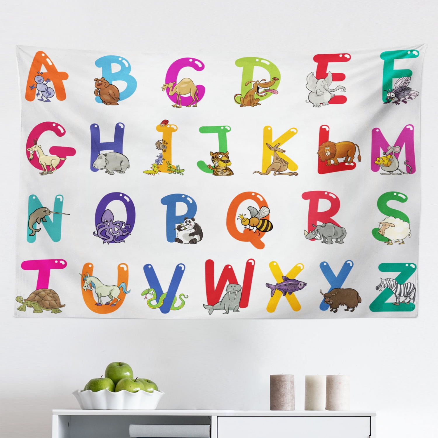Alphabet Tapestry, Print of Nursery Themed Graphic of Z with Whimsical ...