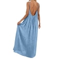 Ticikt Women's Backless Linen-Blend Maxi Dress, Casual Loose Spaghetti ...