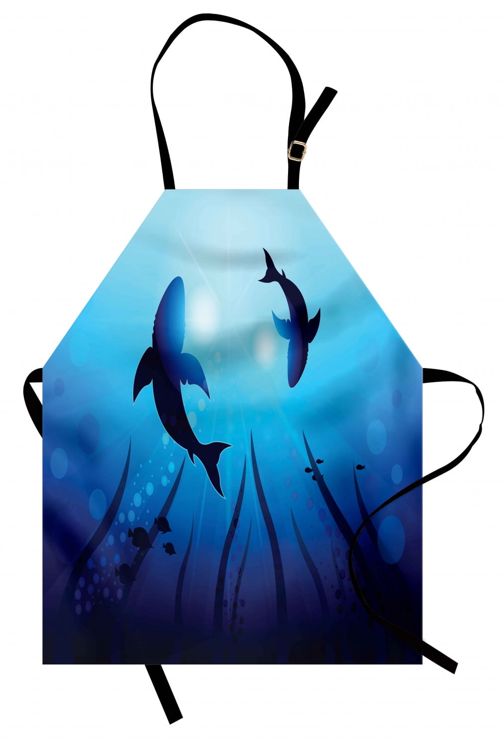 Deep Sea Apron, Big Sharks Circling Under the Water Illustration ...