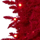 Nearly Natural 6' Red Flocked Fraser Fir Artificial Christmas Tree with ...