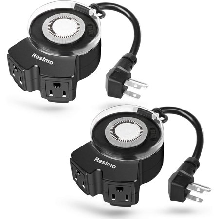 [2 Pack] Outdoor Light Timer Waterproof, Compact Small Size | Dual Wide ...