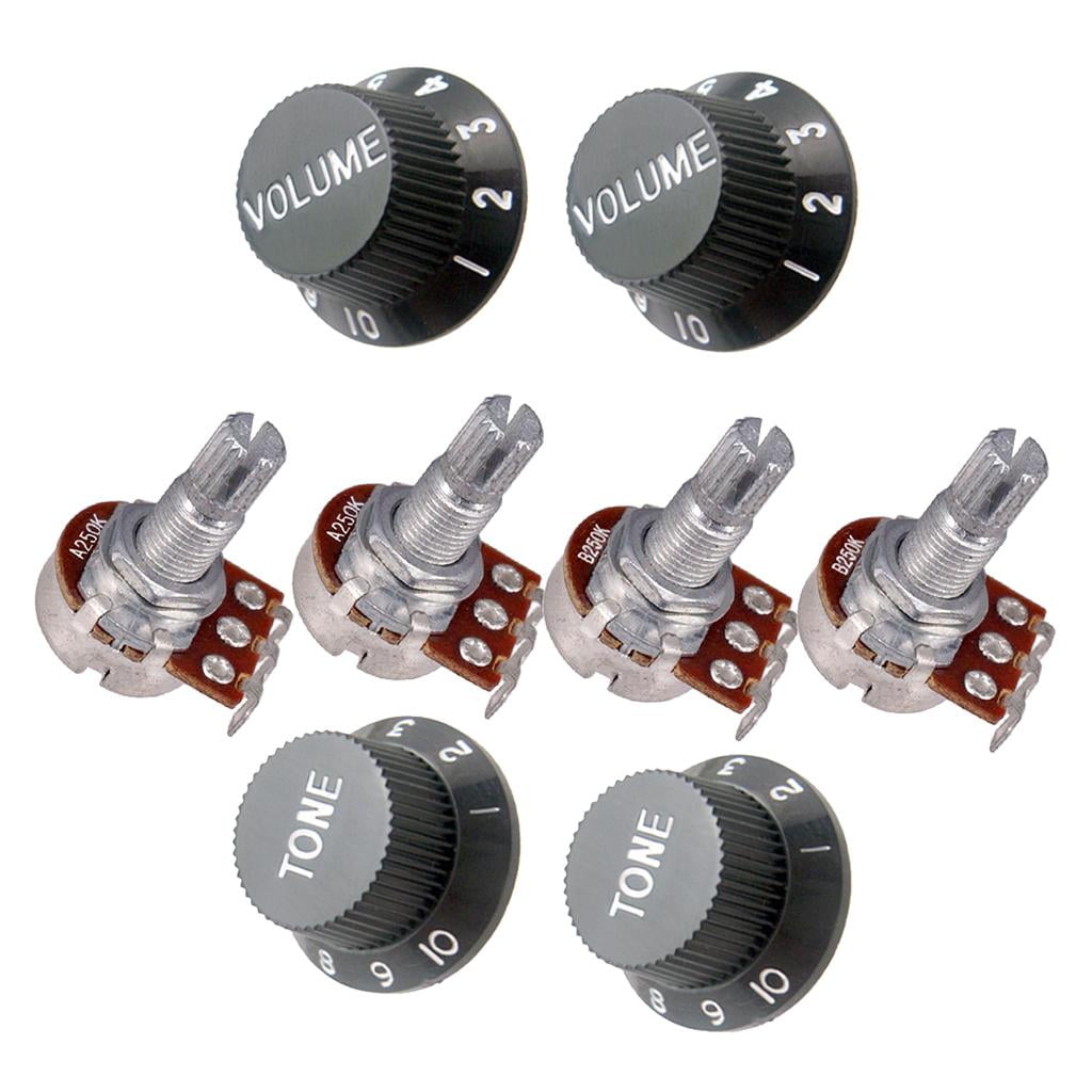 4s 18mm Guitar Small Size Pots (2x A250K & 2x B250K) Long Split Shaft ...