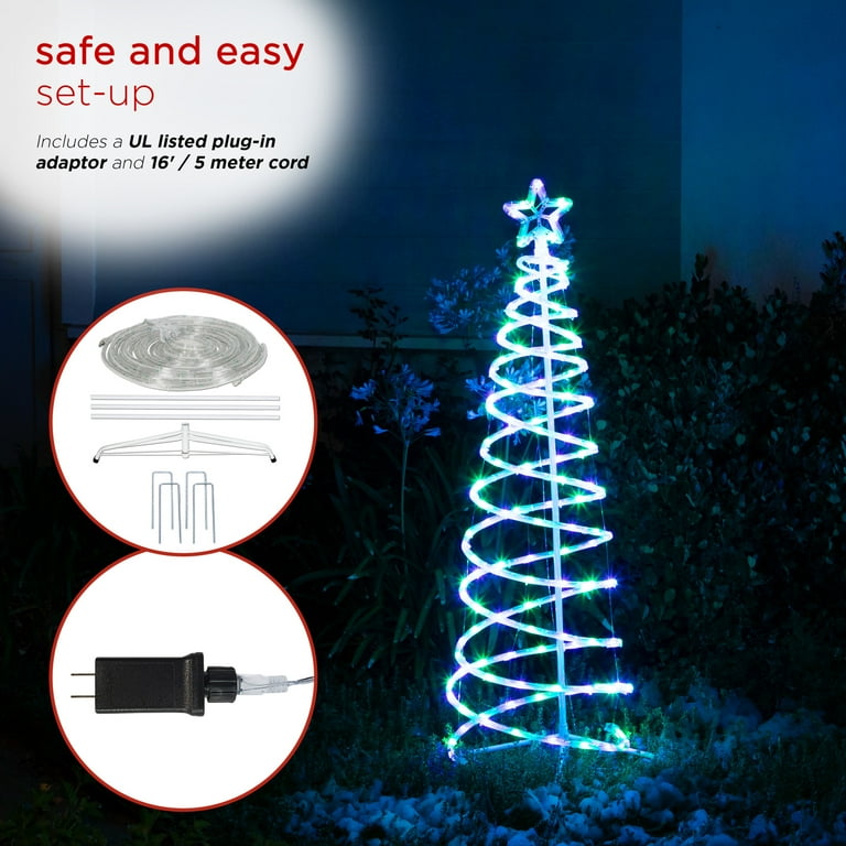 6 Green Led Lighted Outdoor Spiral Rope Light Christmas Tree | Shelly ...
