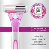 Pure Silk Contour 3 Premium Disposable Razor, 4 Count - Walmart.com