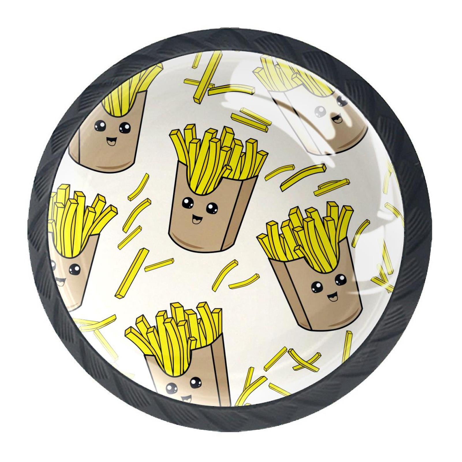 4 Pcs French Fries Knobs for Kitchen Cabinet Cupboard Dresser Bookcase ...