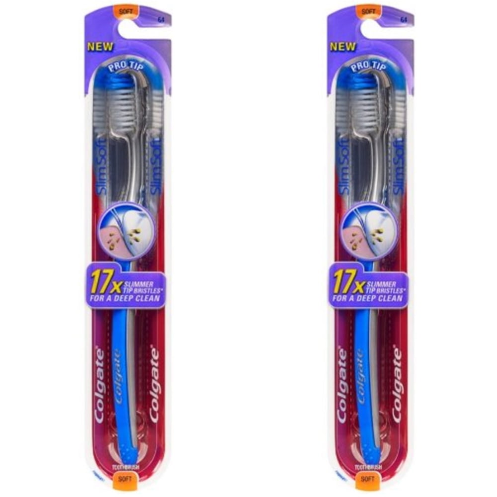 Pack of (2) Colgate Slim Soft Pro Tip Toothbrush - Walmart.com