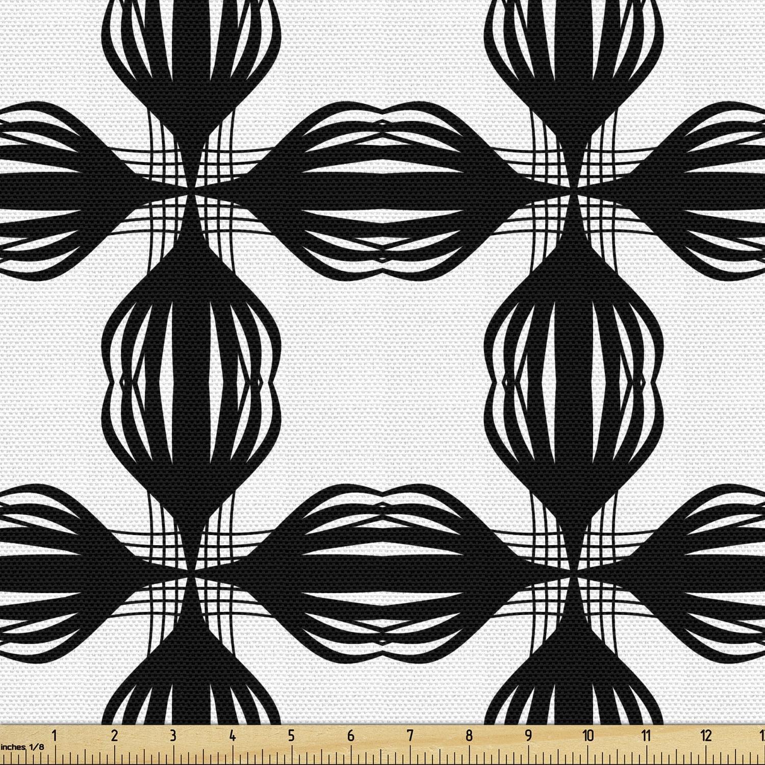 Abstract Fabric by The Yard, Monochrome Print of Lines Overlapping ...
