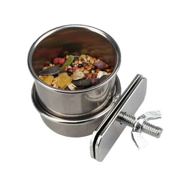 walmeck Stainless Steel Bird Food Bowl Parrot Feeding Box with Clamp ...