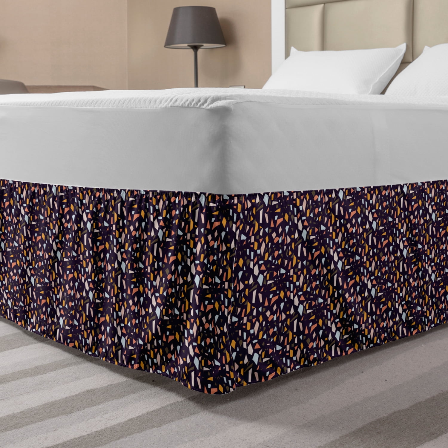 Geometric Bed Skirt, Various Irregular Forms on a Plain Backdrop ...