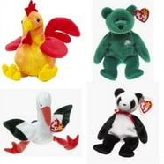 Assorted Ty Beanie Baby 4 Pack Bundle: Waves the Orca Whale, Gracie the ...