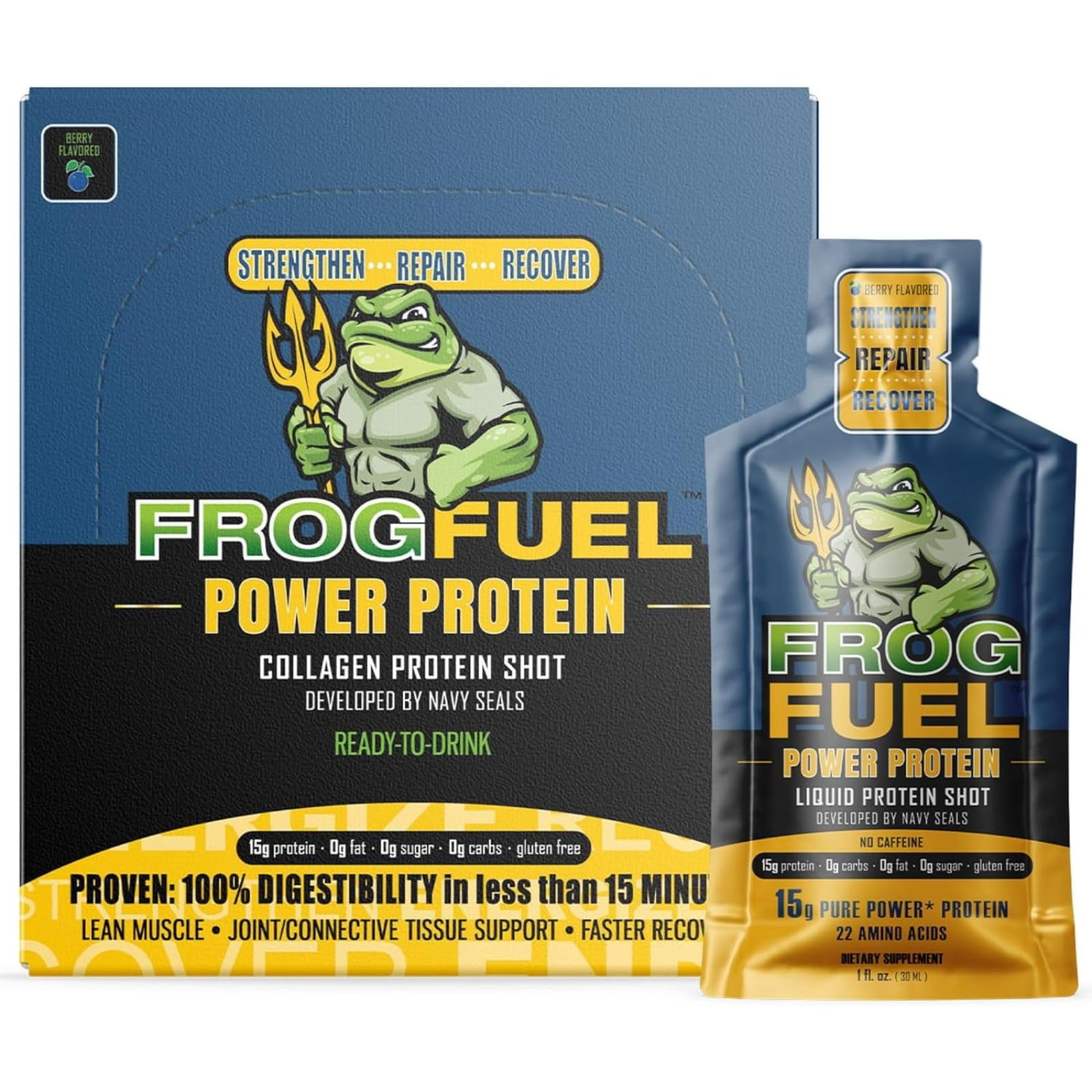 Frog Fuel Power Regular Protein Shot, 15g Protein Nano-Hydrolyzed Grass ...