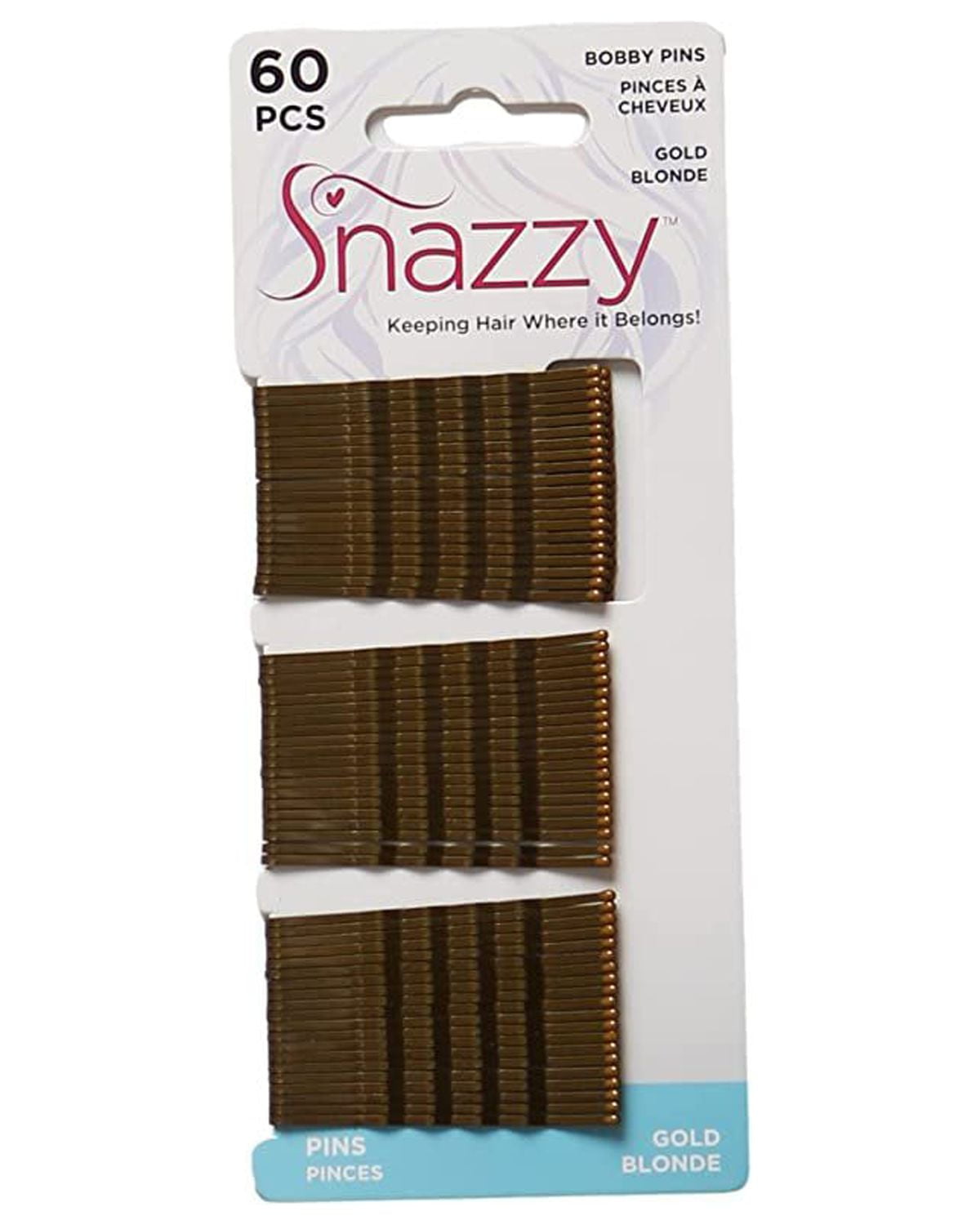 Snazzy Secure Hold Bobby Pins Set of No Slip Hairpins Blonde 60 Count 1 ...