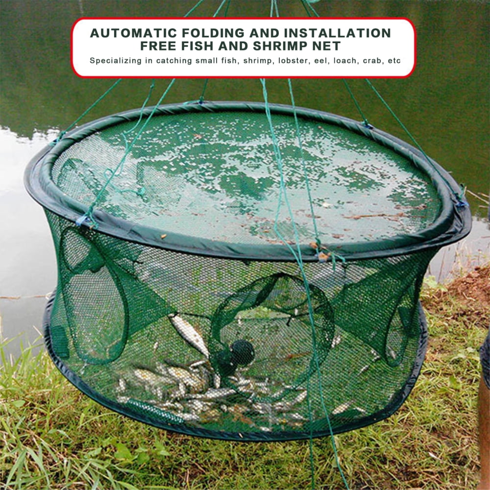 Automatic Open Fishing Shrimp Net Nylon Foldable Crayfish Shrimp ...