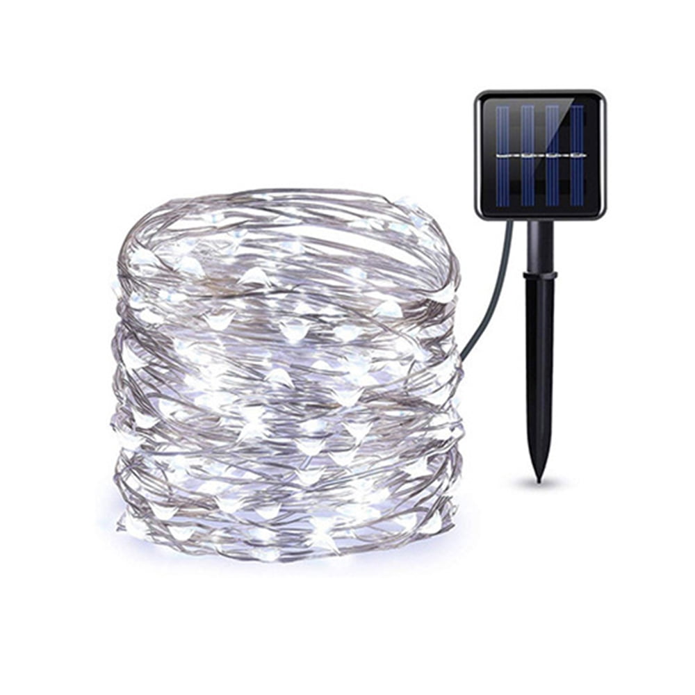 Cadena de luces solares, 200 LED, 65,6 pies, 8 patrones, cadena de luces navideñas para bodas en ...
