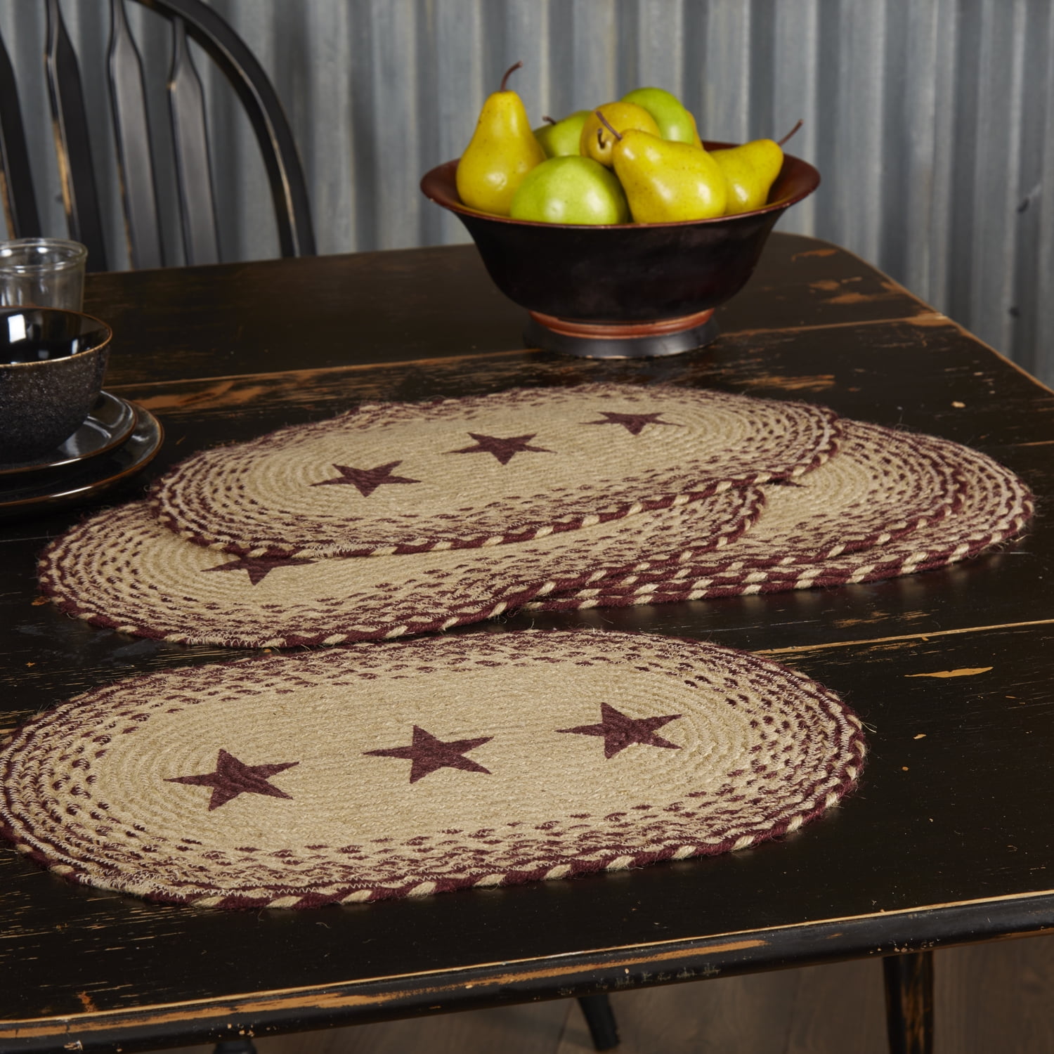 6/Set, Burgundy Tan Stencil Star Placemats, 12x18 - Walmart.com