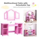 Costway Vanity Table Set Makeup Dressing Kids Girls Study Table Tri ...