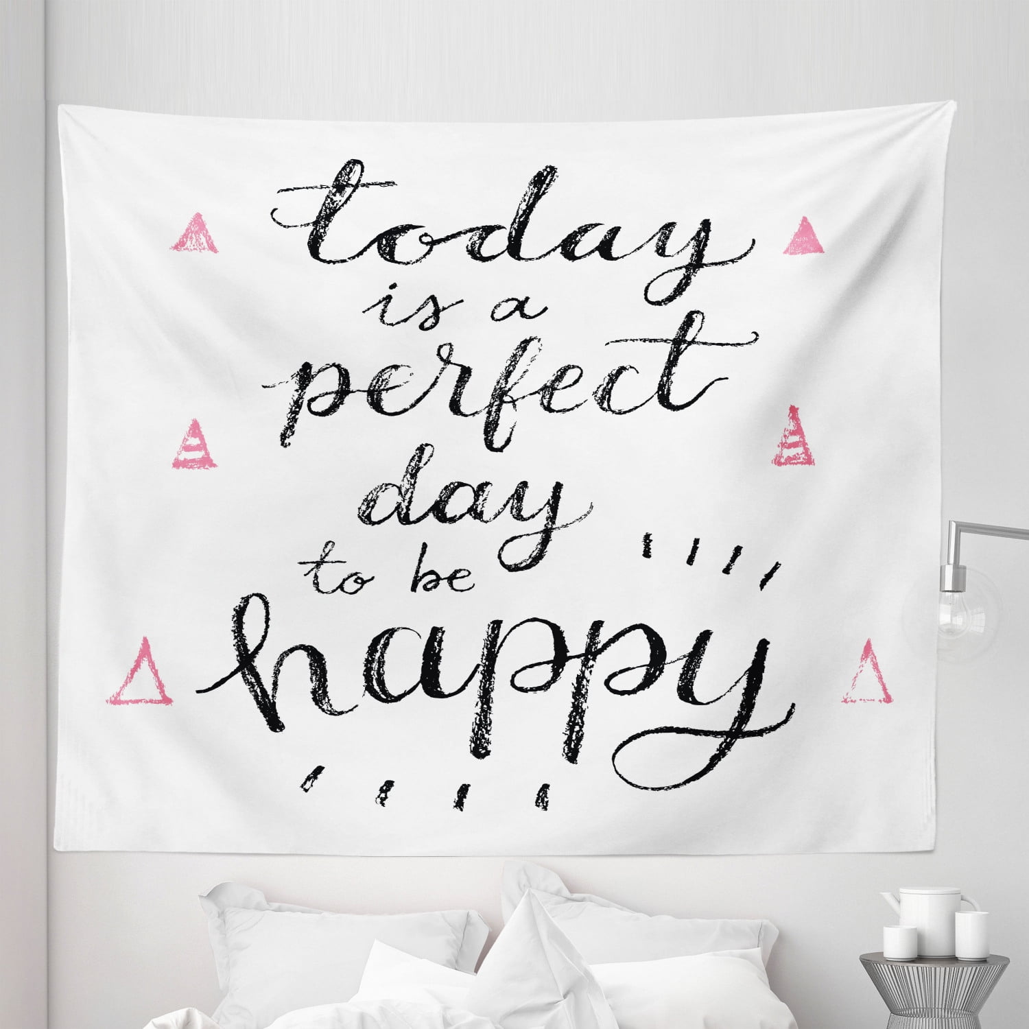 Be Happy Tapestry, Grungy Hand Lettering of Inspirational Words with ...