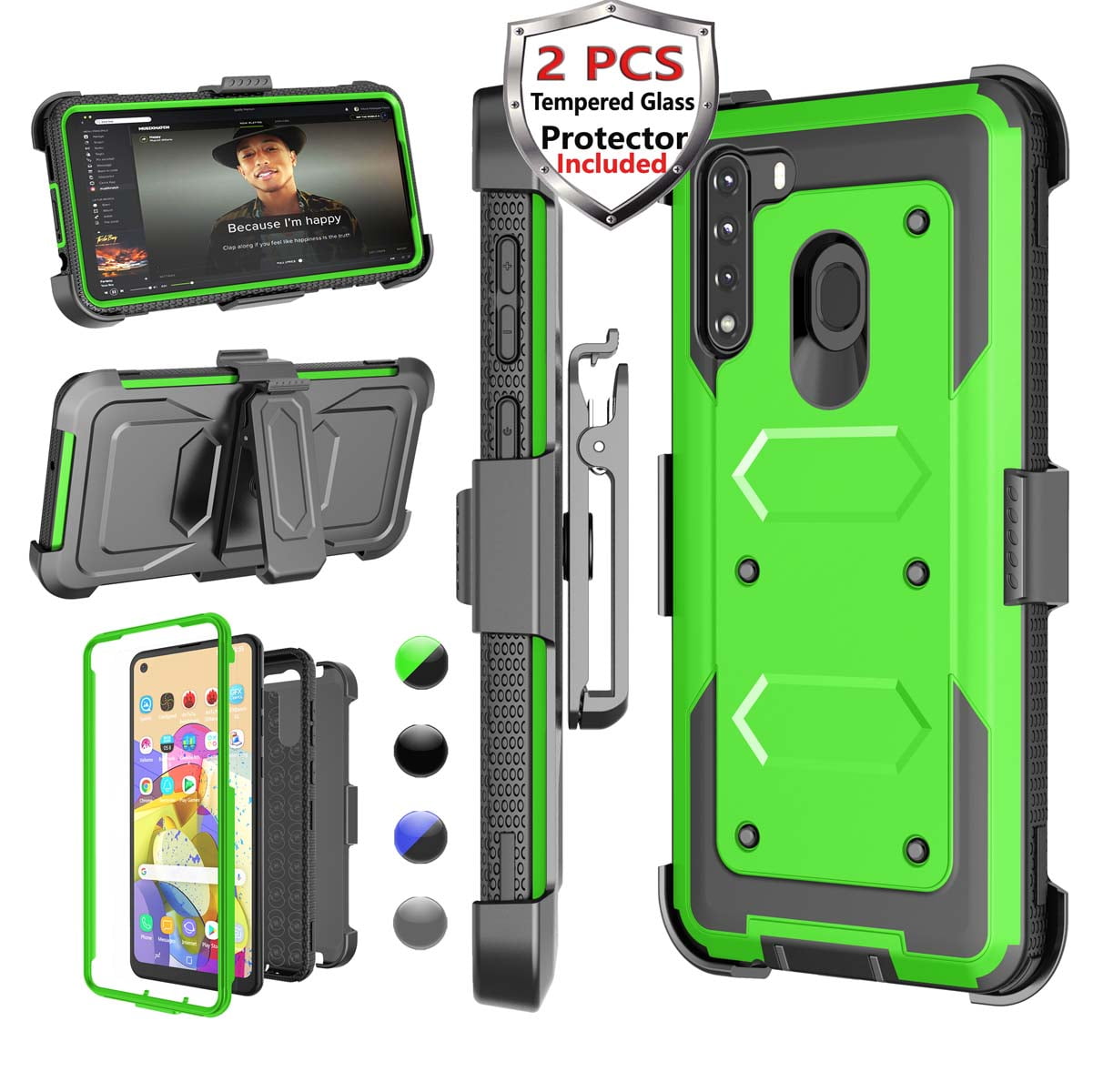 Njjex Phone Cases for Samsung Galaxy A21 4G 6.5" 2020, [2 Pack Temerped Glass Screen Protector ...