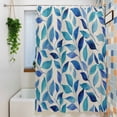 Blue Leaf Shower Curtains for Bathroom, Watercolors Leaf Vintage Linen ...