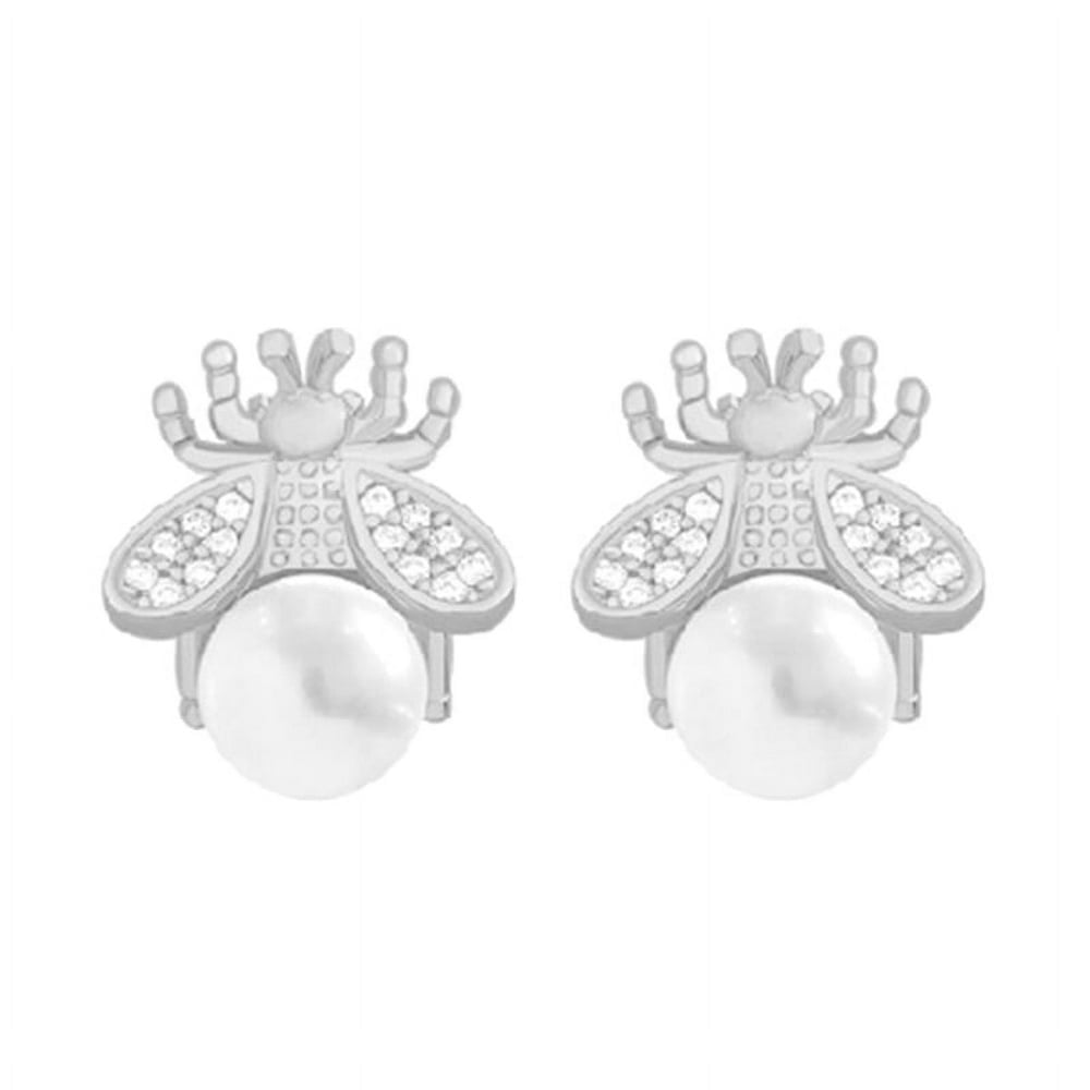 Click here for Generic Alloy Bee Earrings Stud Freshwater Pearl B... prices