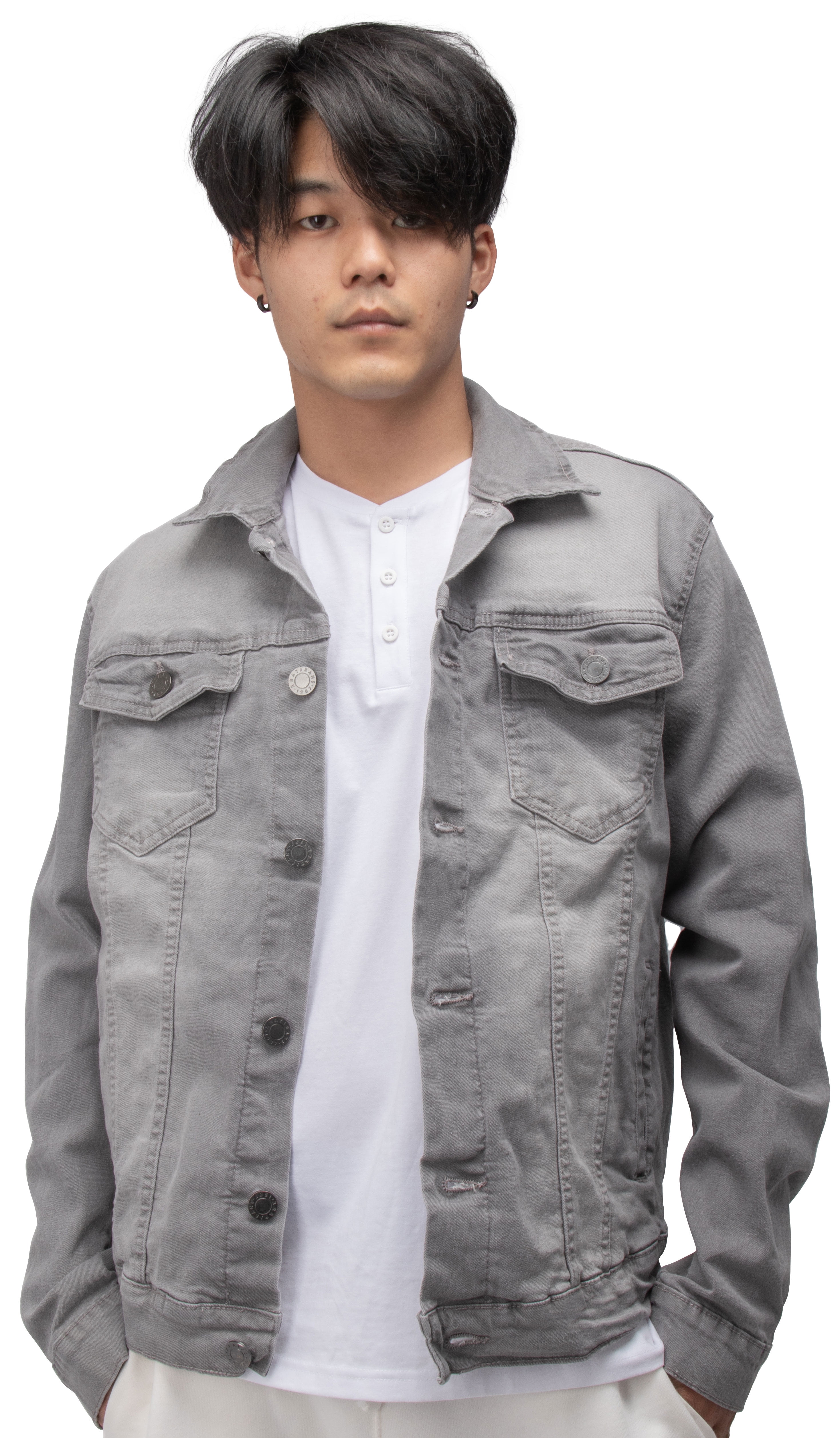 X RAY Men's Denim Jacket, Washed Ripped Distressed Flex Stretch Casual ...