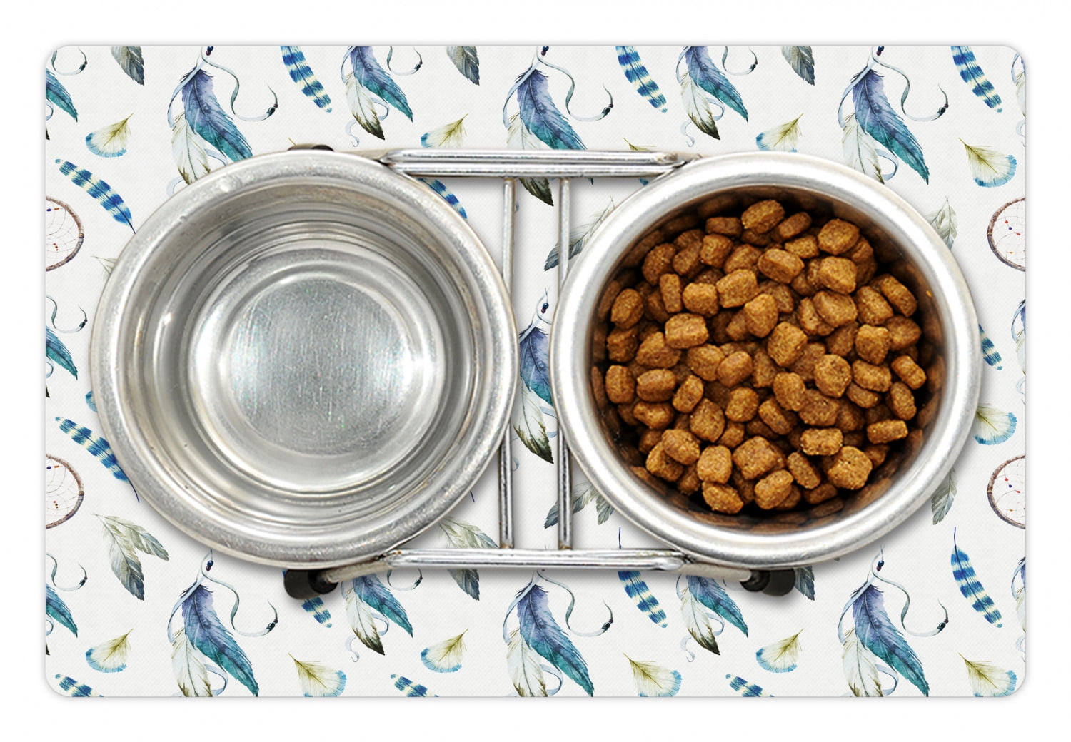 Tribal Pet Mat for Food and Water, Aztec Exotic Feathers Dreamcatchers ...