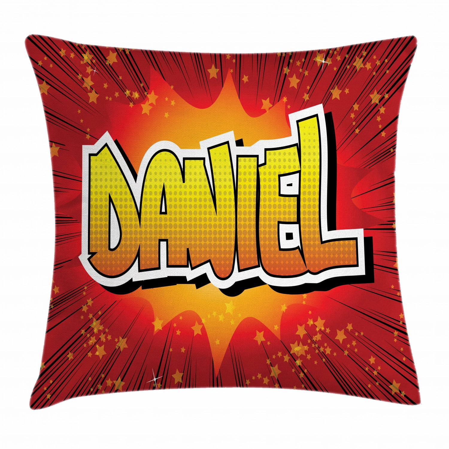 Daniel Throw Pillow Cushion Cover, Retro Backdrop with Stars and ...