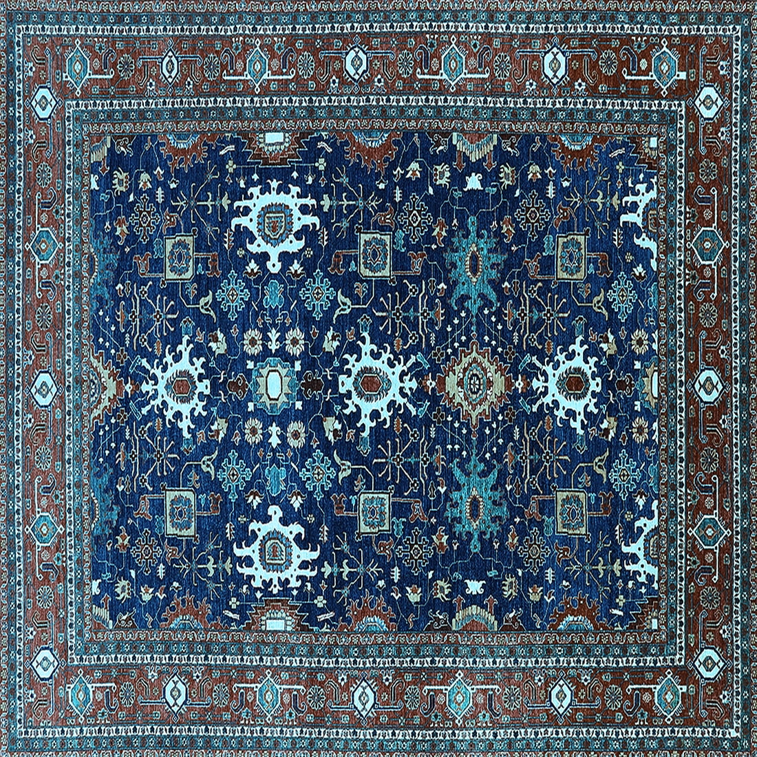 Ahgly Company Indoor Square Oriental Light Blue Traditional Area Rugs ...