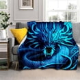 Blue Ice Dragon Blanket For Home Lightweight Flannel Throw For Sofa Bed Travel Camping ...
