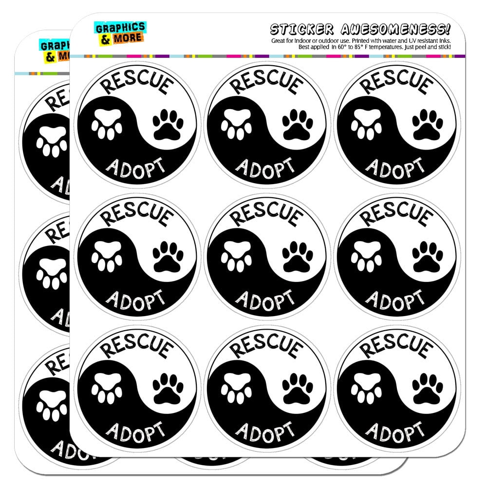 Rescue Adopt Yin Yang Paw Prints Dogs Cats 2" Scrapbooking Crafting ...