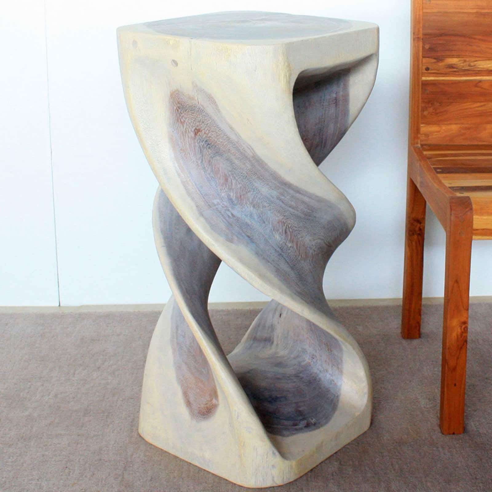 Haussmann® Wood Double Twist Stool Table 14 in SQ x 30 in H Grey Oil ...