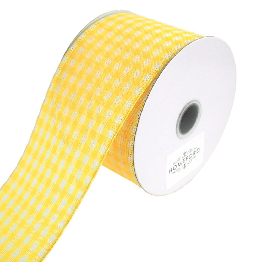 Gingham Canvas Ribbon Wired Edge, 2-1/2-Inch, 10 Yards, Yellow ...