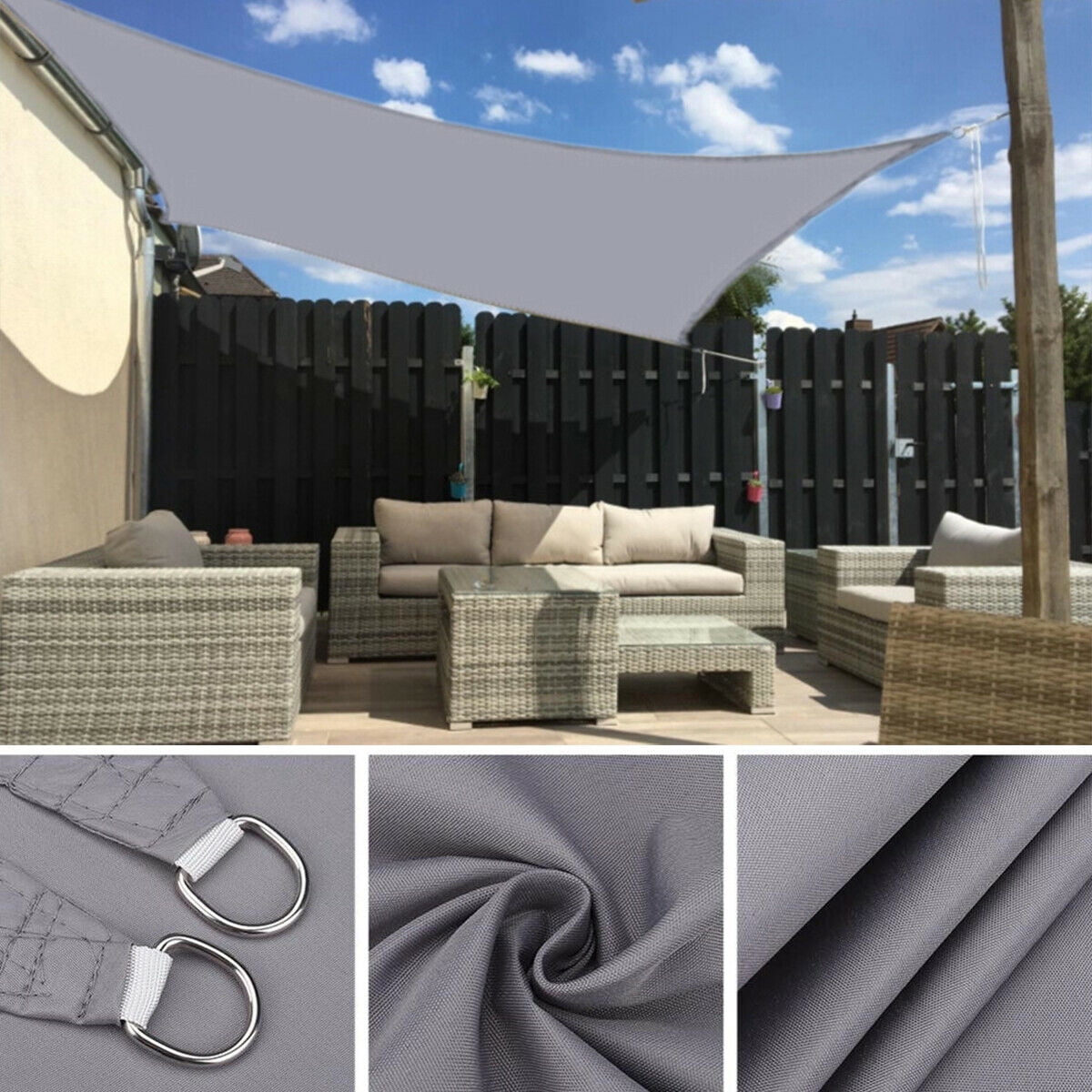 SHANNA Outdoor Square Sun Shade Sail Awning, Garden Yard Waterproof UV ...