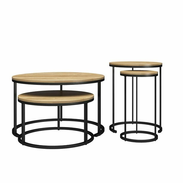 Ameriwood Home Camdale 4-Piece Nesting Coffee and End Table Bundle in Natural - Walmart.ca