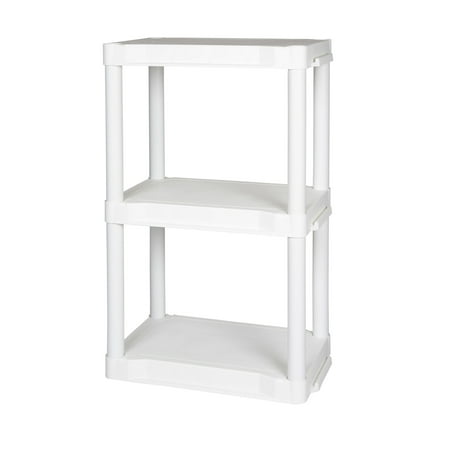 Plano 20"W x 12"D x 32"H 3-Shelf HD Plastic Shelving Unit, White, 150 ...
