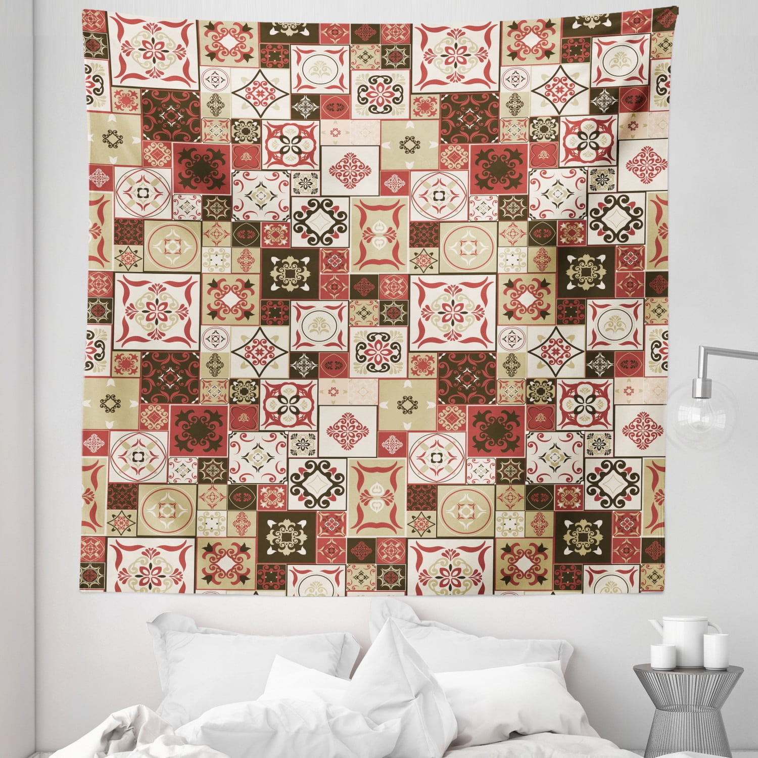 Moroccan Tapestry, Tile Pattern with Squares of Various Sizes Eastern ...