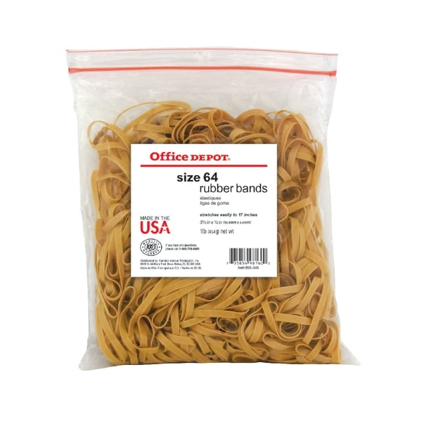 Office Depot Rubber Bands, #64, 3 1/2in. x 1/4in., 1 Lb. Bag, 2464408 ...