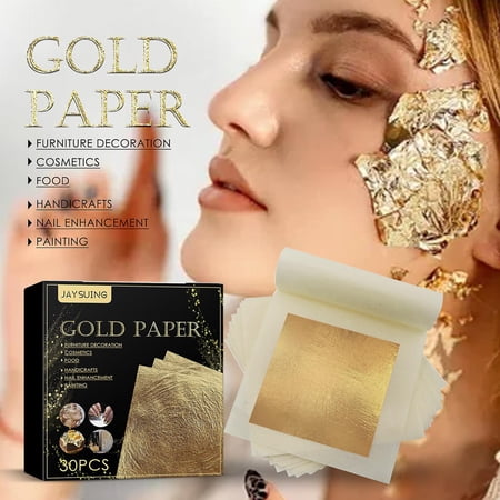 JOYWEI 24k Gold Leaf Sheets Yellow Real Gold Loose Foil For Cake Baking ...