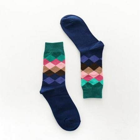 British style color diamond plaid socks couple models | Walmart Canada