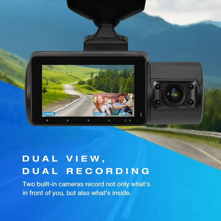 TYPE S S402 4K Dual View Car Dash Cam with 1080P Interior surveillance Infrared camera Wireless video access via App Control 24H Smart G sensor