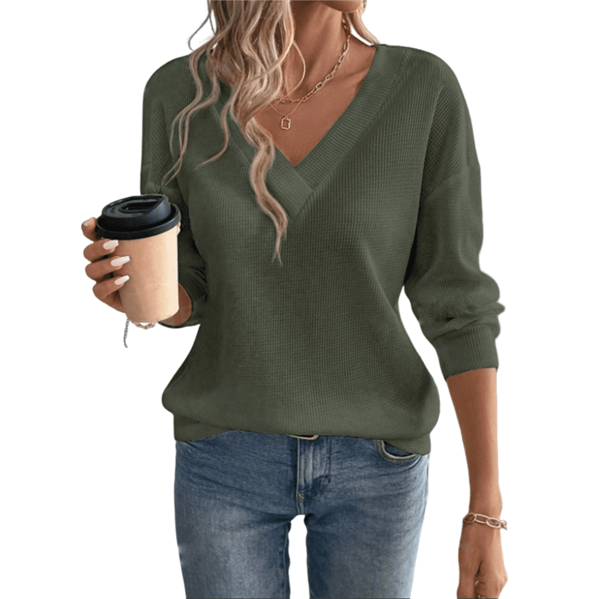 Click here for Unbranded Womens Waffle Knit Tops Fashion Long Lan... prices