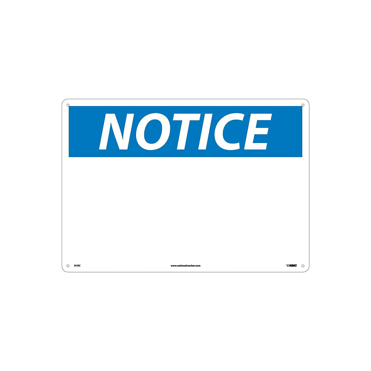 National Marker (Blank) 14X20 Rigid Plastic Notice Sign N1RC - Walmart.com