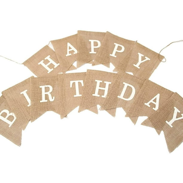 7.1 Inches Happy Birthday Banner Forked Tail Neutral Rustic Texture ...